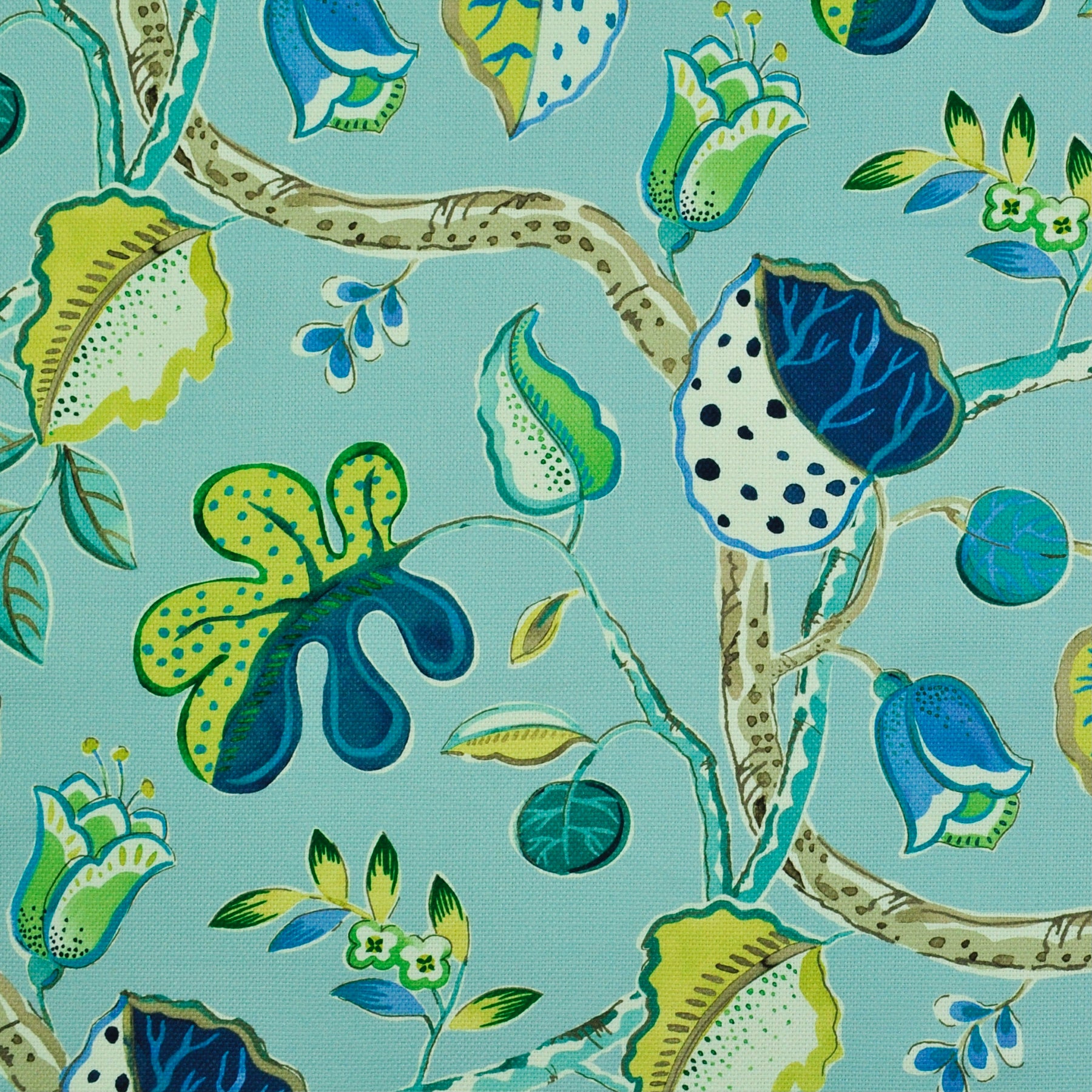 Aurora Vine Aqua P/Kaufmann Fabric | The Fabric Co