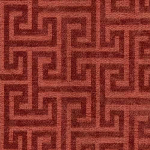 Deep Red Greek Key Spartan Brick Regal Fabric | The Fabric Co