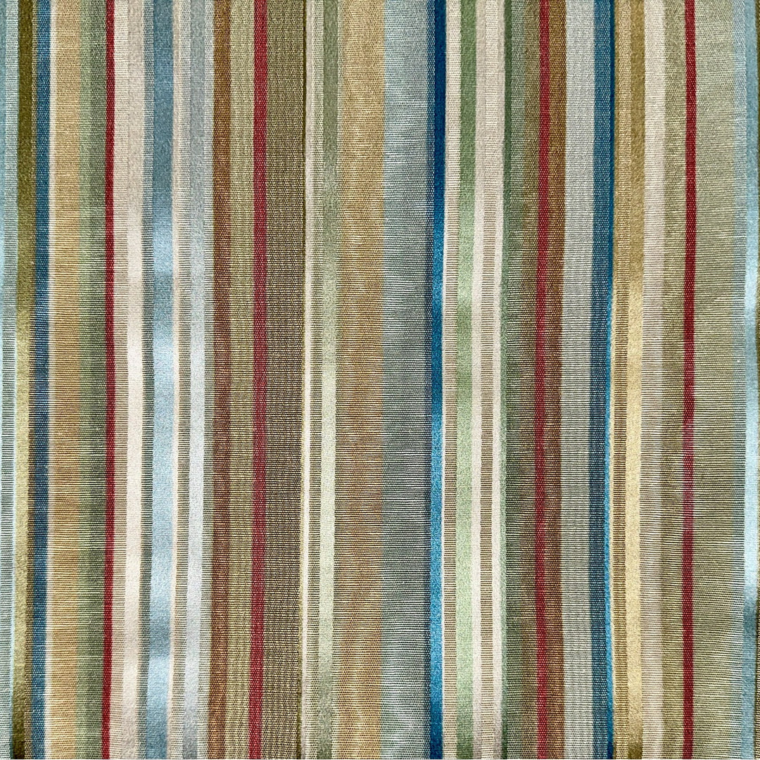 Paris Lin Rainbow Red Green Blue Faux Linen Stripe Print Edgar Fabric