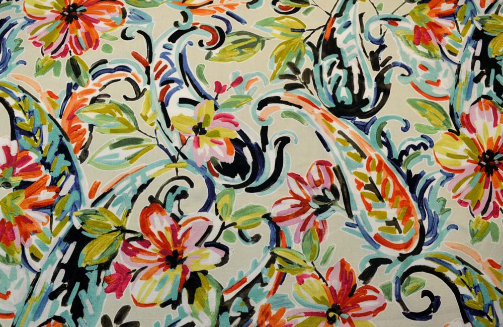 Bright Floral Fabric | Watercolor Floral Print Fabric