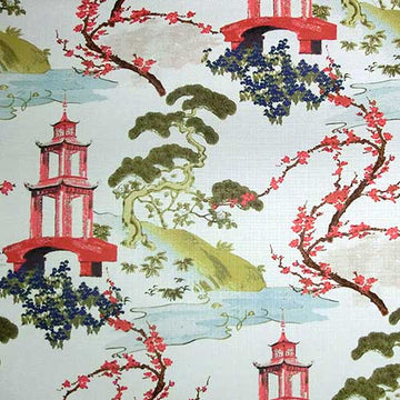 Asian Toile Fabric | Chinoiserie Fabric by the Yard