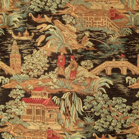 Asian Toile Fabric | Chinoiserie Fabric by the Yard
