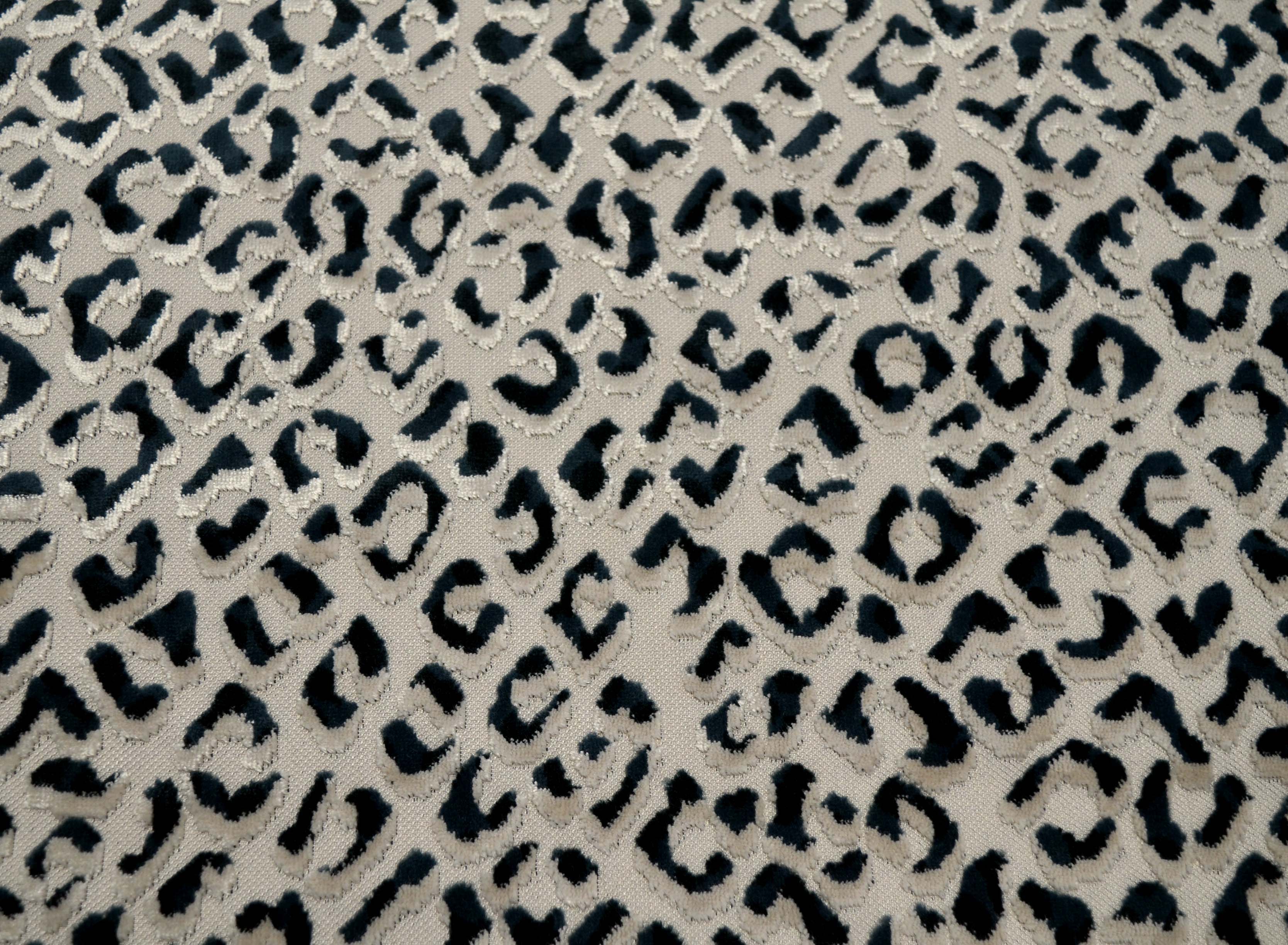 Ocelot Azul Blue White Textured Cut Velvet Cheetah Leopard Upholstery ...