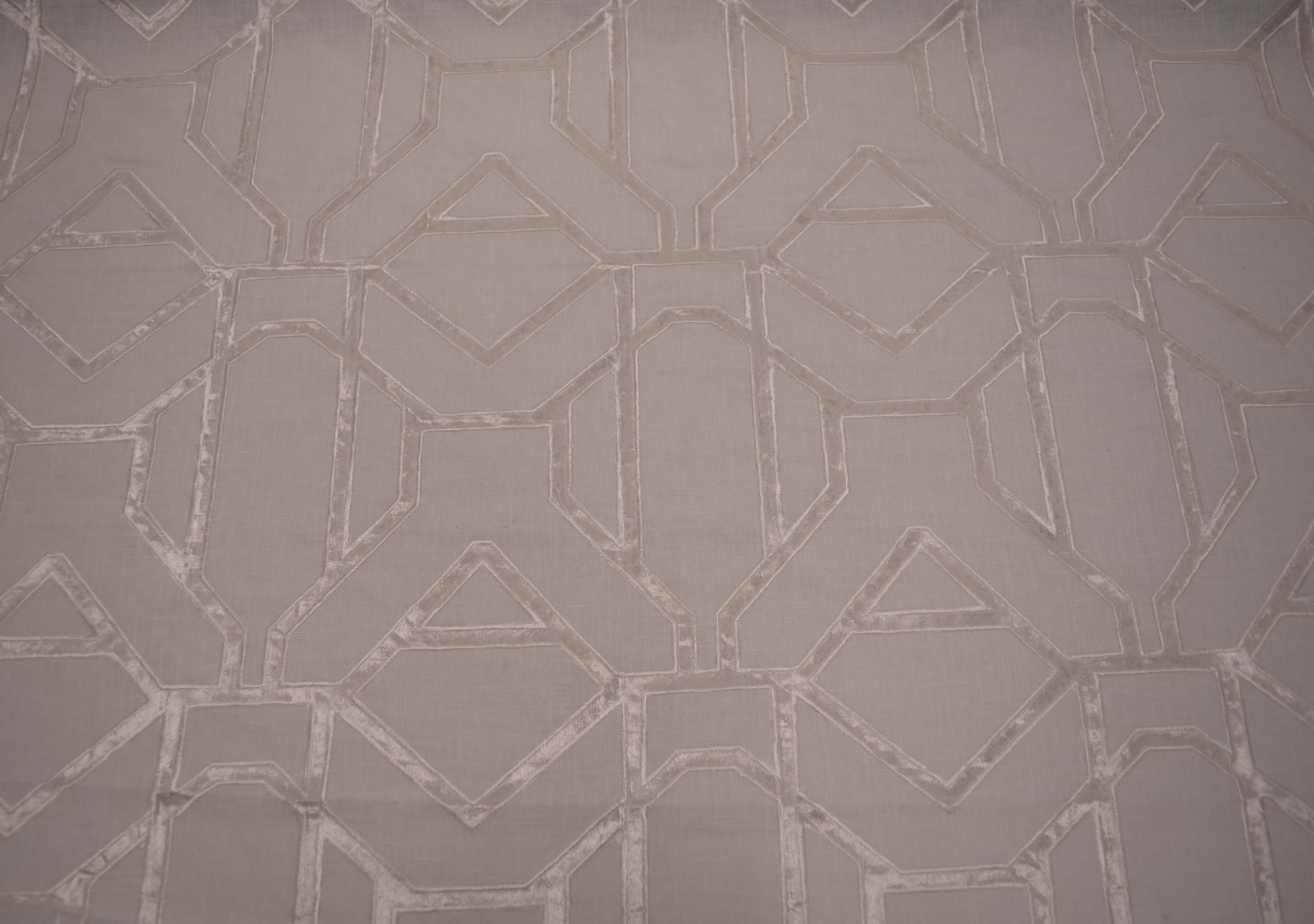 Enigma Snowflake White Embroidered Geometric Lattice Valiant Fabric