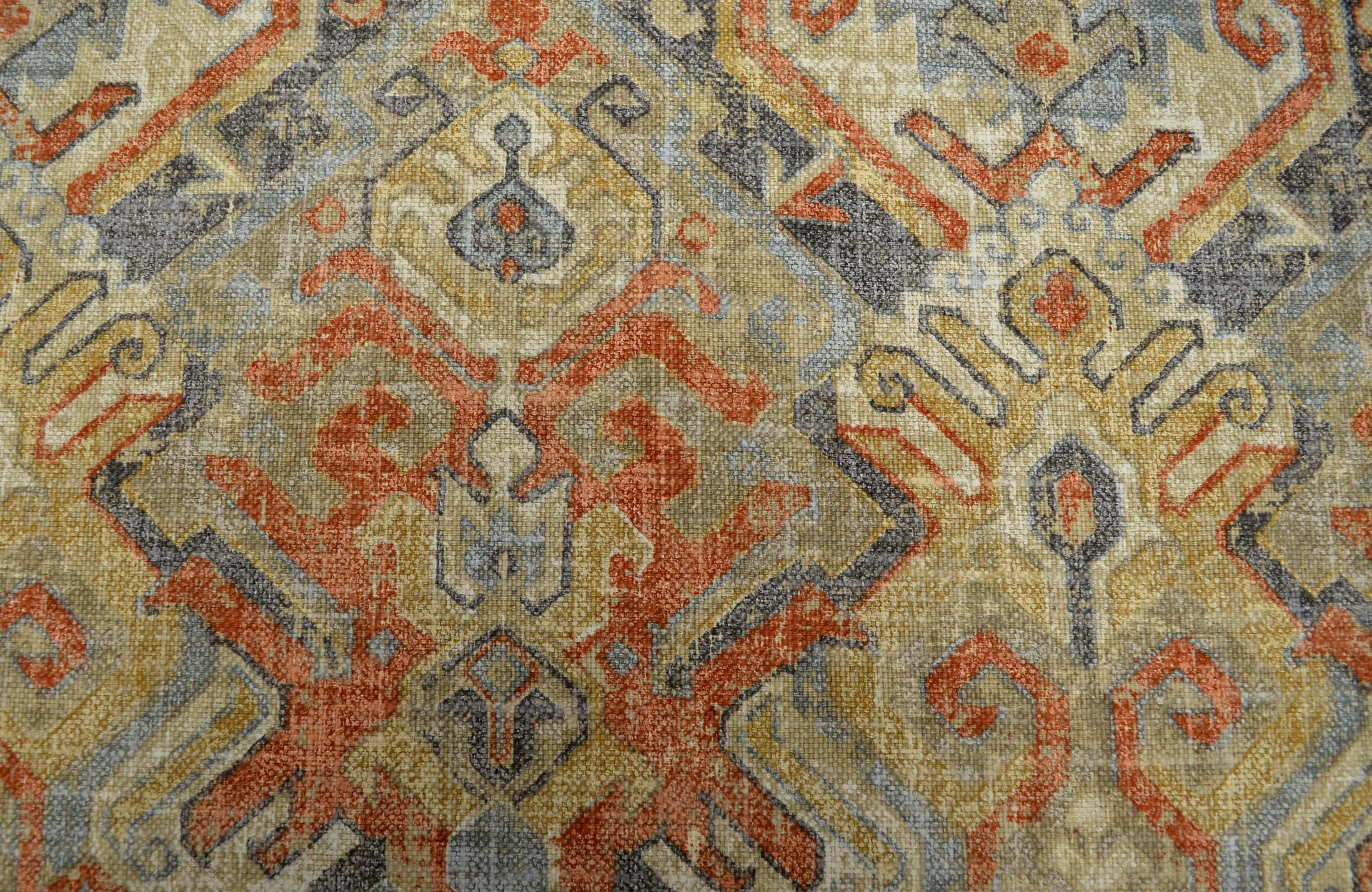 Sutton Linen Tan Rust Grey Southwest Geometric Covington Fabric