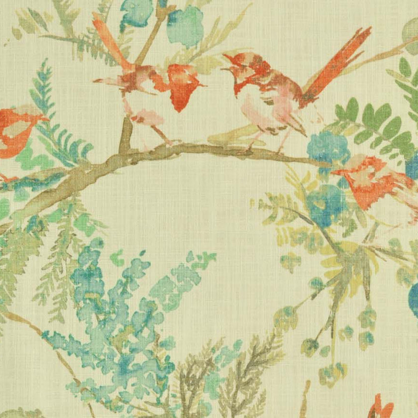 Emilia Multi Pale Blue Green Yellow Multicolored Floral Bird Covington ...