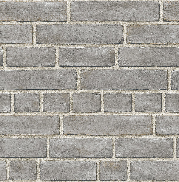 Silver Grey Brick Pattern Wallpaper | The Fabric Co.