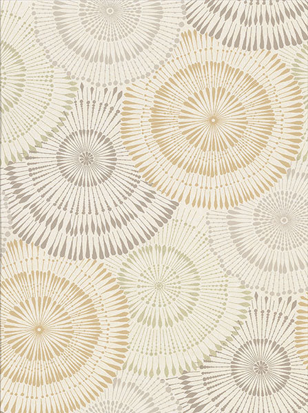 2909-AW87739 Howe Wheat Medallions Wallpaper | The Fabric Co