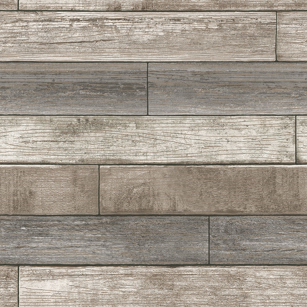 3115-NU1690 Emory Multicolor Reclaimed Wood Plank Wallpaper | The Fabric Co