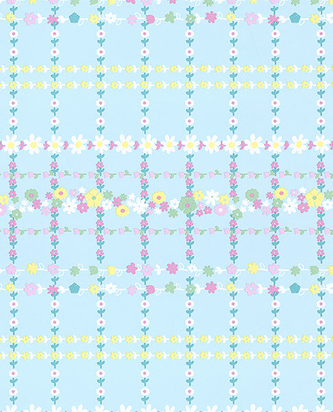 359032 Belina Light Blue Flower Check Wallpaper | Brewster Home ...
