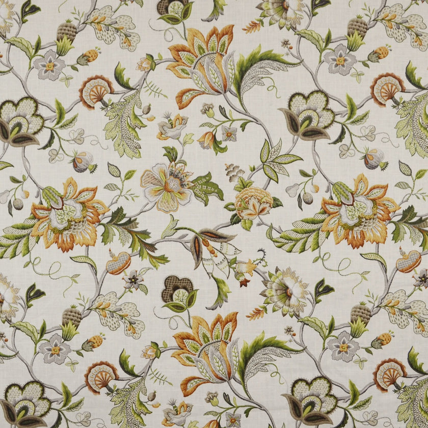 Jacobean Floral Fabric with Intricate Vintage Designs