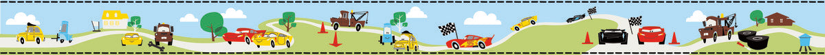 Disney & Pixar Cars Wallpaper Border - Light Blue / Yellow