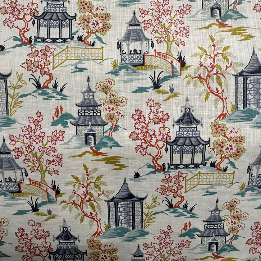 Asian Toile Fabric | Chinoiserie Fabric by the Yard