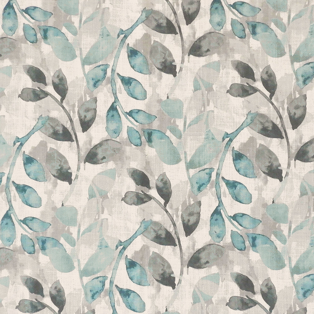 Blue Grey Watercolor Leaf Print Daria Mineral Regal Fabric