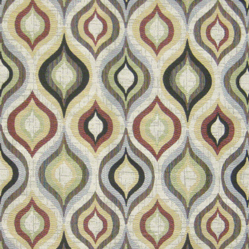 Garrett Redstone Multi Red Geometric Ogee Upholstery Regal Fabric