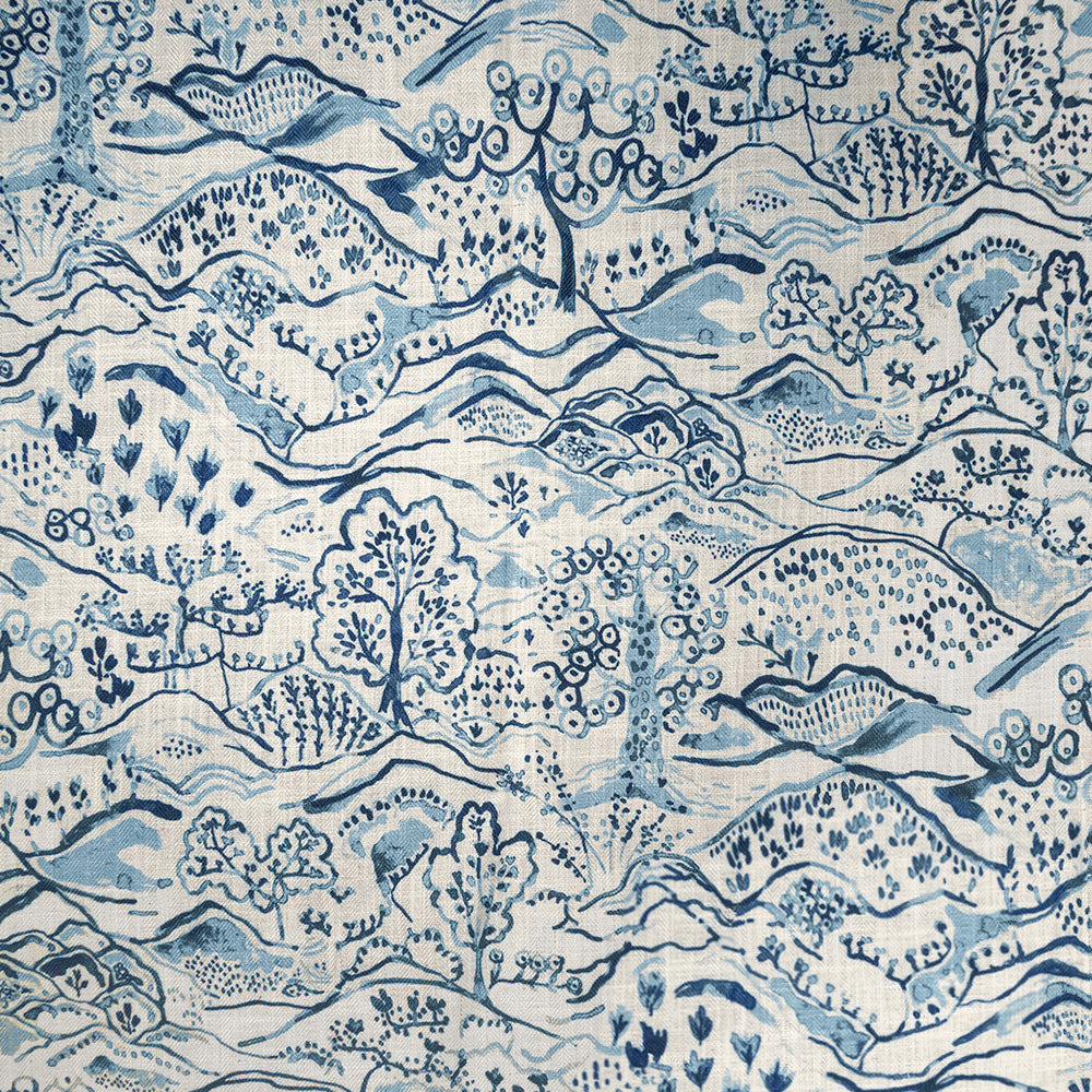 Nami Indigo Blue Watercolor Asian Countryside Print Regal Fabric